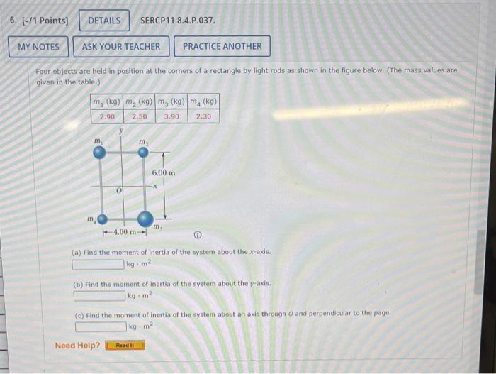Solved Four objects are held in position at the comers of a | Chegg.com
