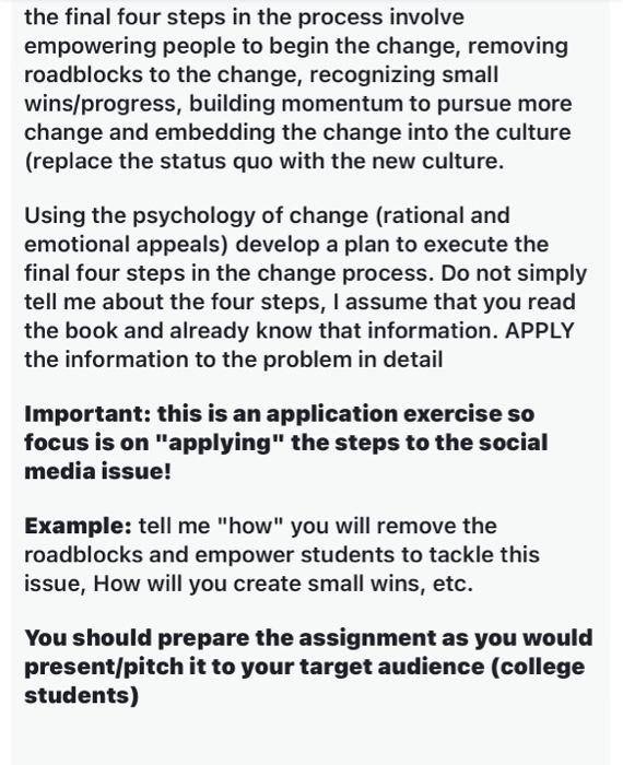 Solved the final four steps in the process involve | Chegg.com