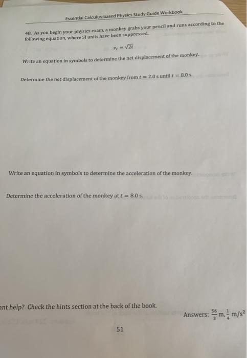 Solved Chapter 4 - One-dimensional Motion with Calculus 47. | Chegg.com