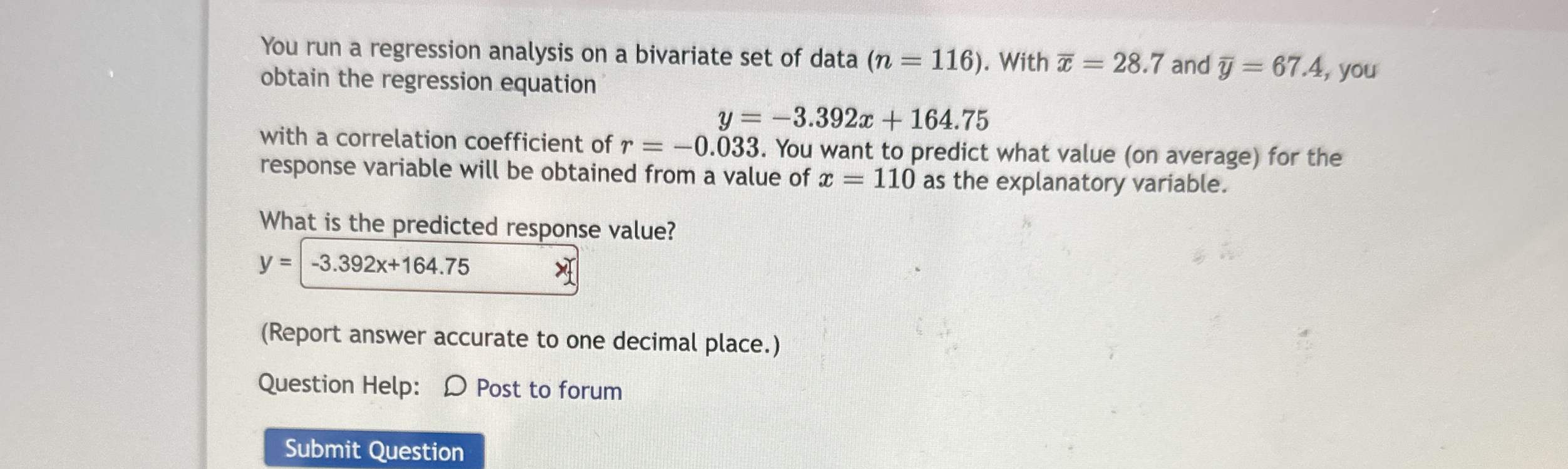 Solved You run a regression analysis on a bivariate set of | Chegg.com