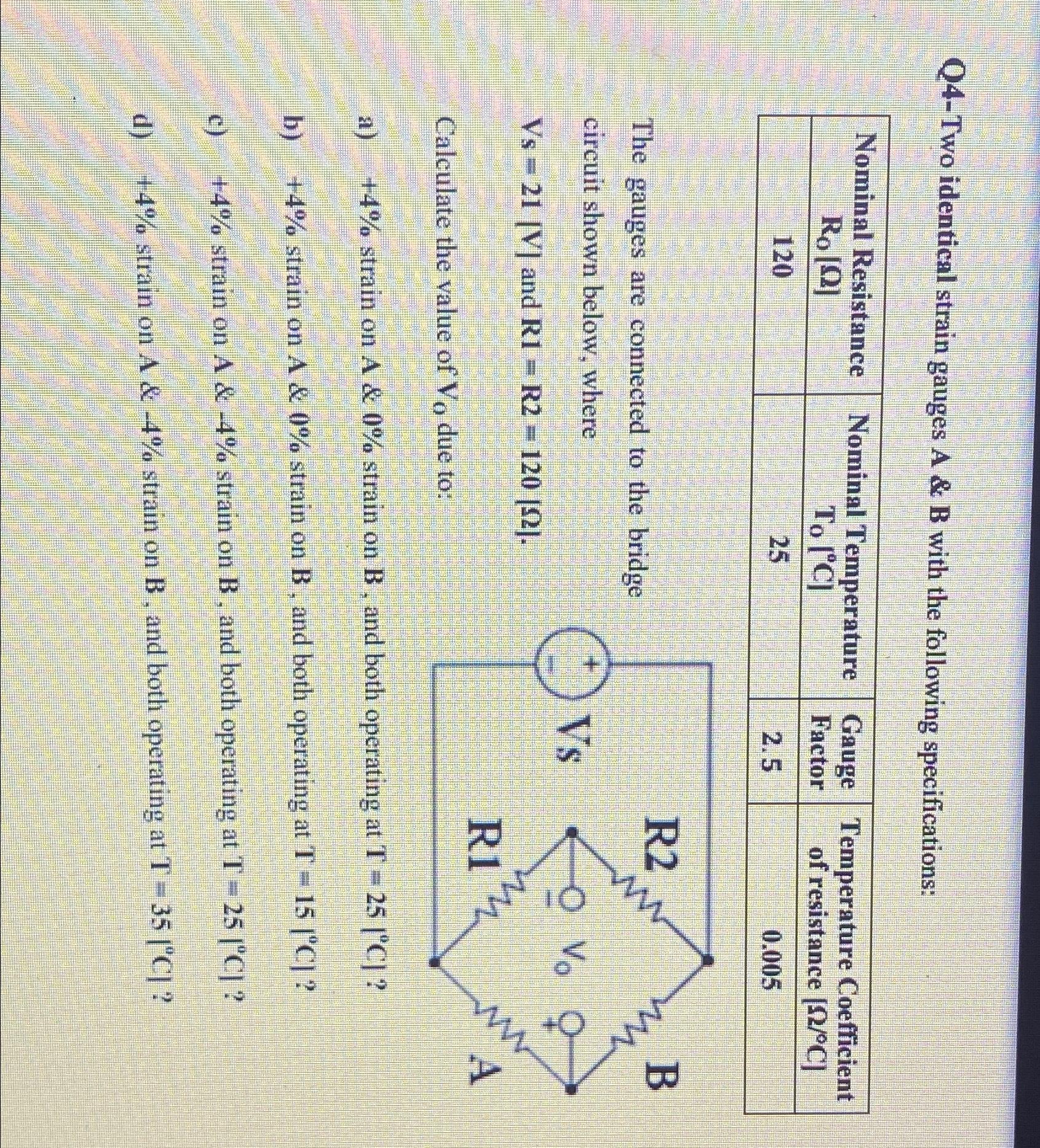 Q4-Two identical strain gauges A & B with the | Chegg.com
