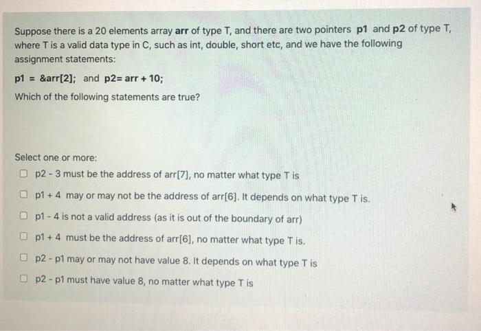 Solved Suppose There Is A 20 Elements Array Arr Of Type T 6370
