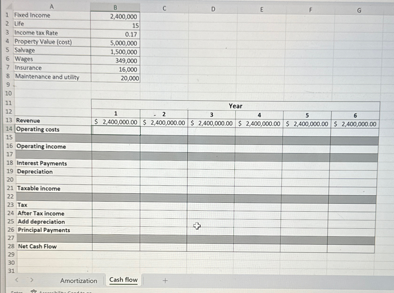 Build a cash flow table for a service business using | Chegg.com