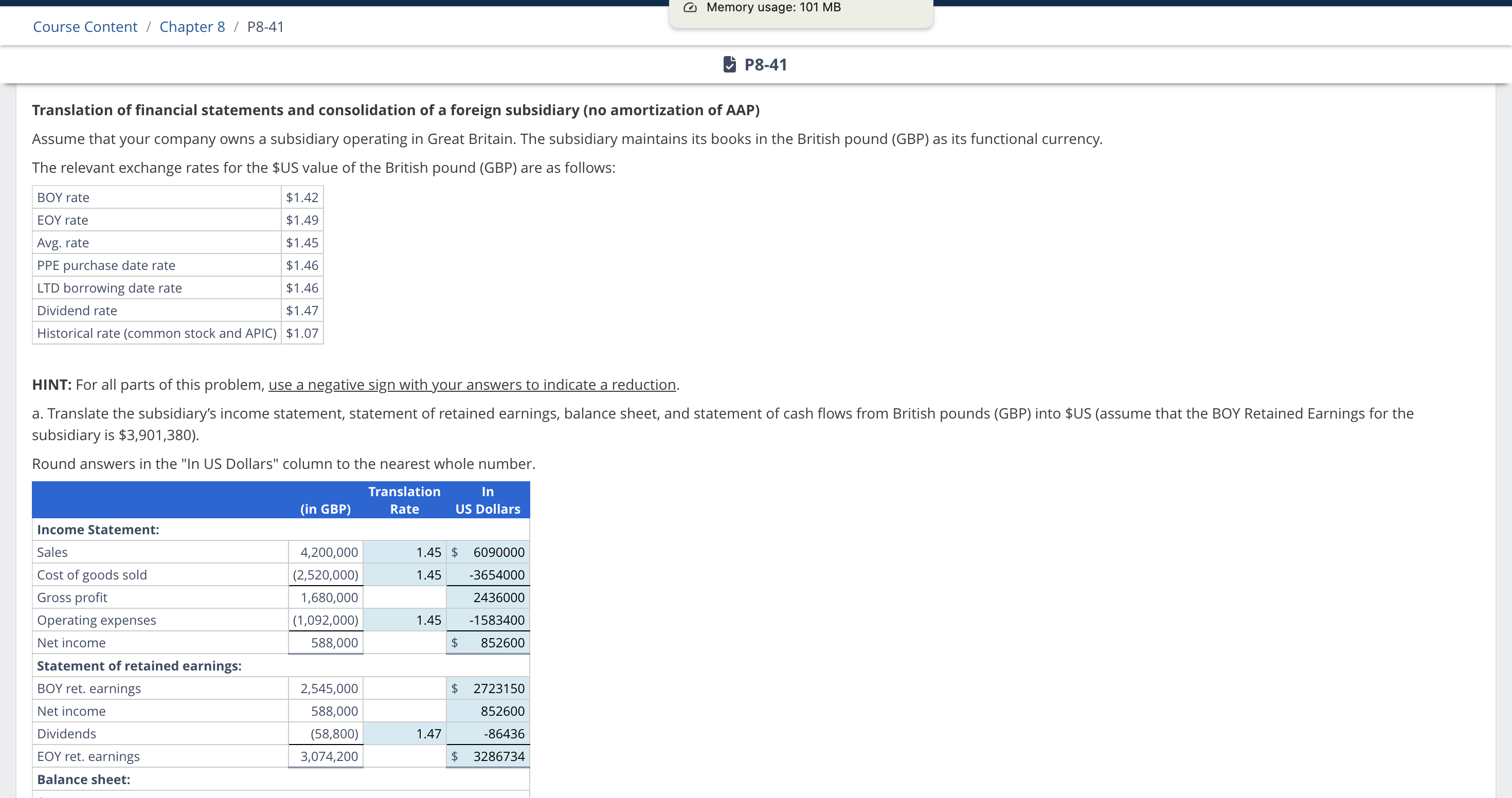 Solved Translation of financial statements and consolidation | Chegg.com