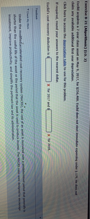 Solved Exercise 8-21 (Algorithmic) (LO. 2) Eudid acquires a | Chegg.com