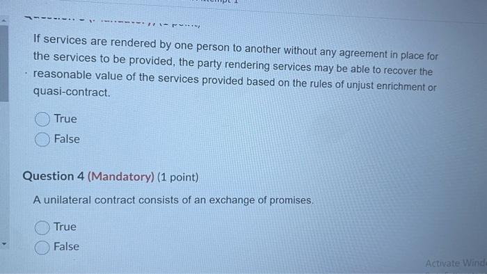 Solved Agreement and consideration are two of the four | Chegg.com