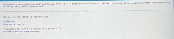 Solved A manufacturing company performs a Quality Control | Chegg.com