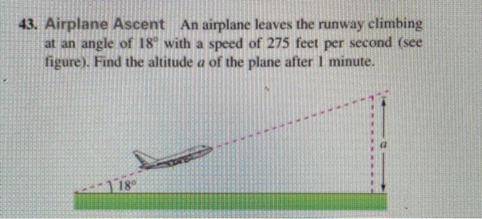 Solved 43. Airplane Ascent An airplane leaves the runway | Chegg.com