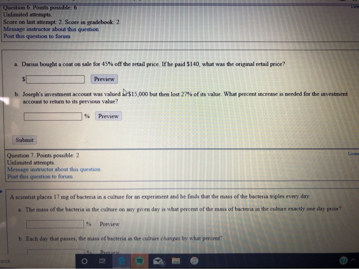 Solved Question 6. Points possible: 6 Unlimited attempts. | Chegg.com
