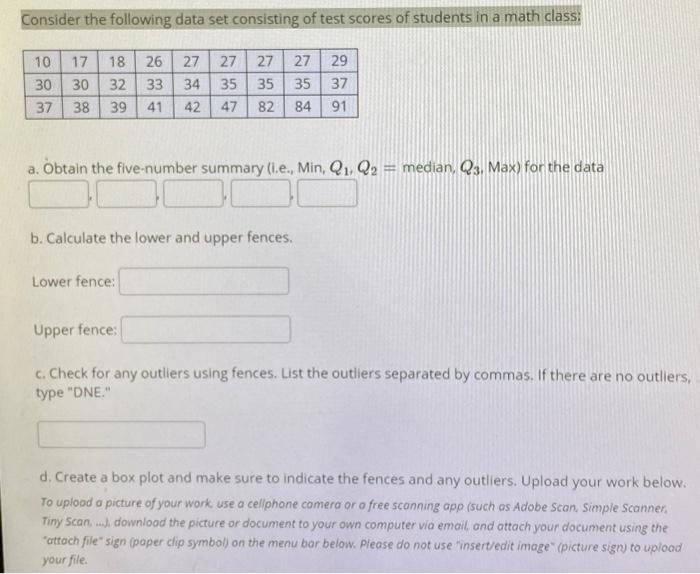 Solved Consider the following data set consisting of test | Chegg.com