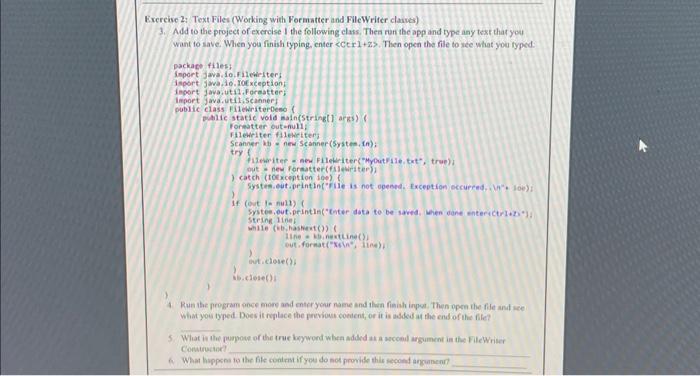 Solved rereive 2: Text Files (Working with Formatter and | Chegg.com