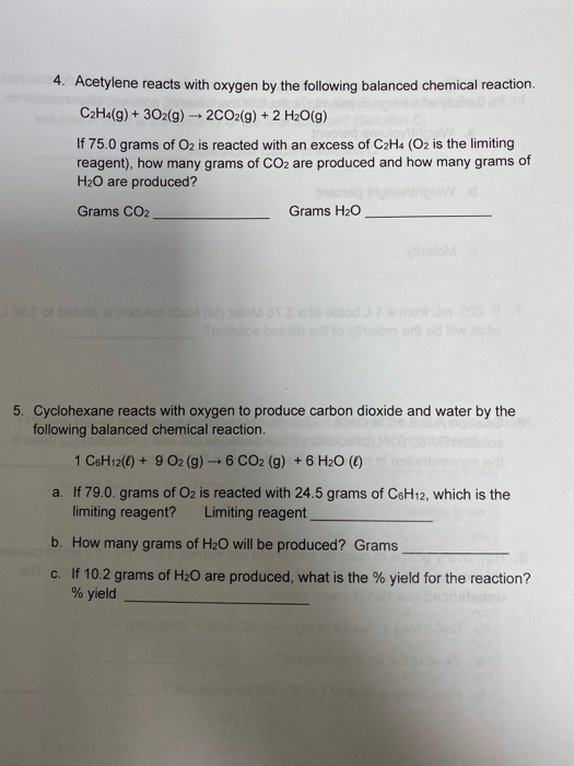 Solved 4. Acetylene reacts with oxygen by the following | Chegg.com