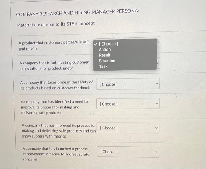 Solved COMPANY RESEARCH AND HIRING MANAGER PERSONA: Match | Chegg.com