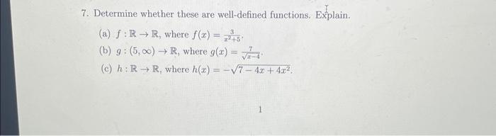 Solved 7. Determine whether these are well-defined | Chegg.com