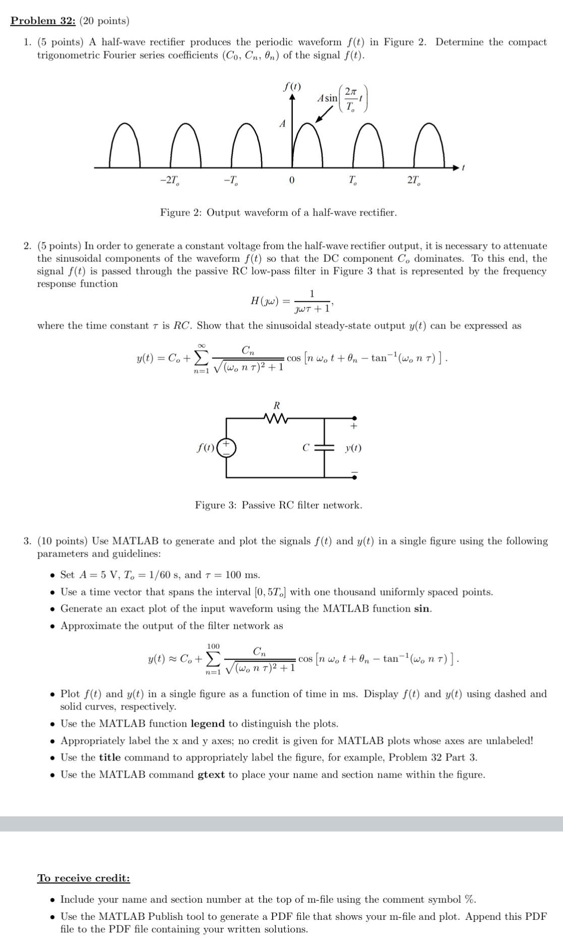 Solved Problem 32: (20 ﻿points)(5 ﻿points) ﻿A half-wave | Chegg.com