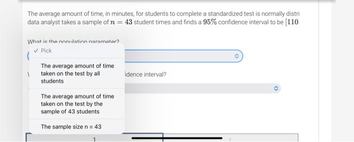 Solved The average amount of time, in minutes, for students | Chegg.com