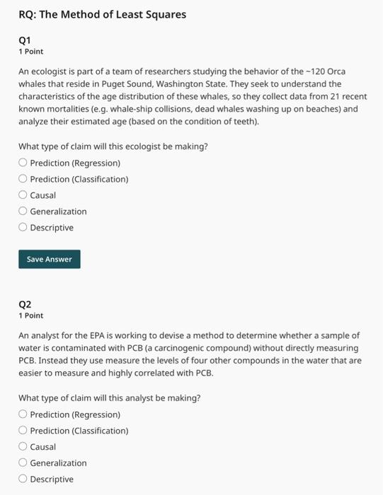 Solved RQ: The Method of Least Squares Q1 1 Point An | Chegg.com