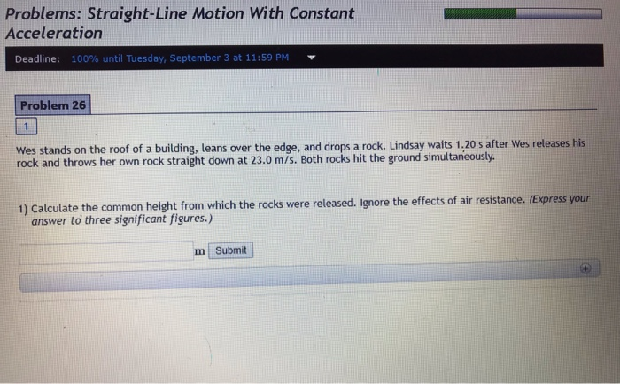 Solved Problems: Straight-Line Motion With Constant | Chegg.com