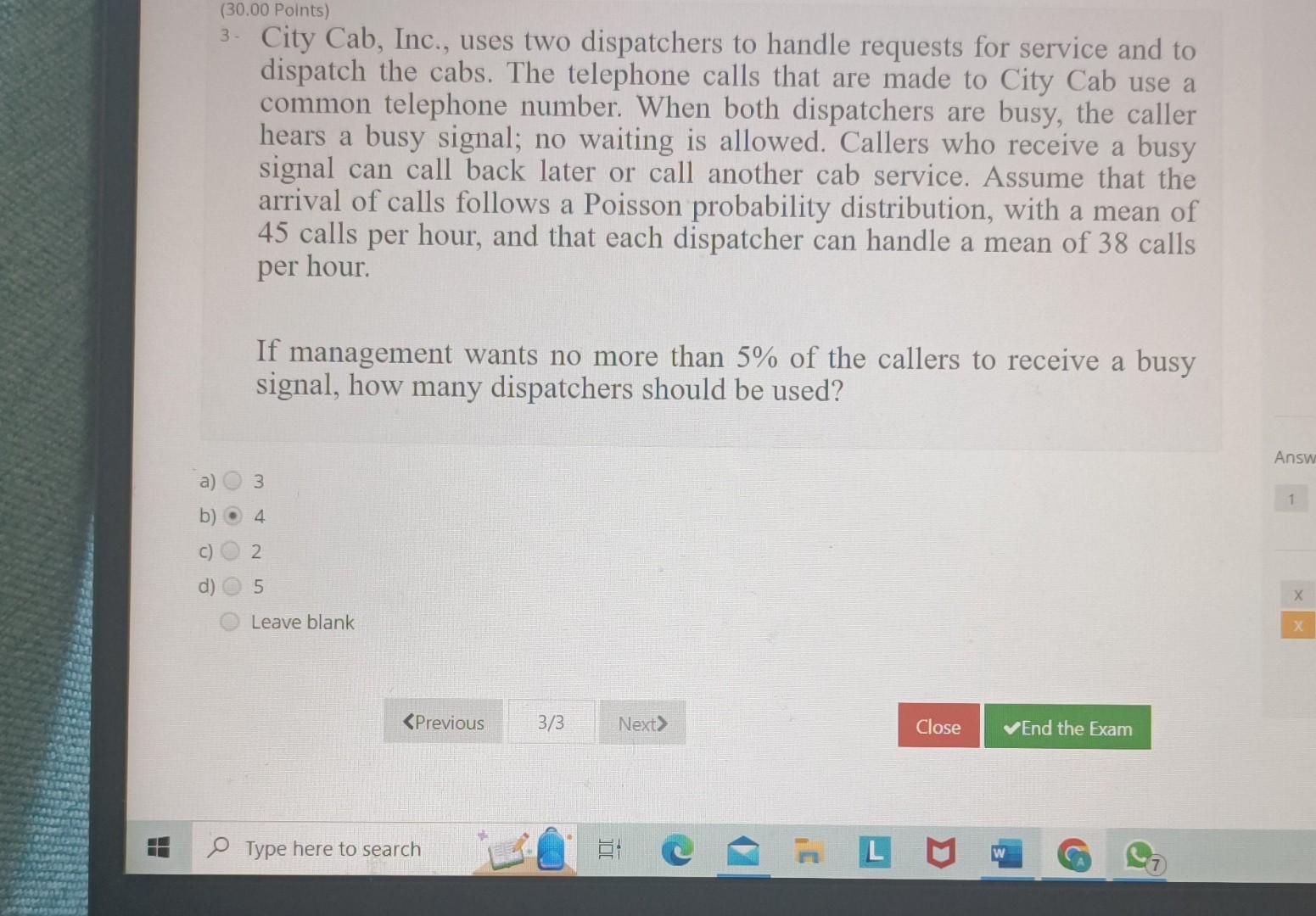 Solved 3. City Cab, Inc., uses two dispatchers to handle | Chegg.com