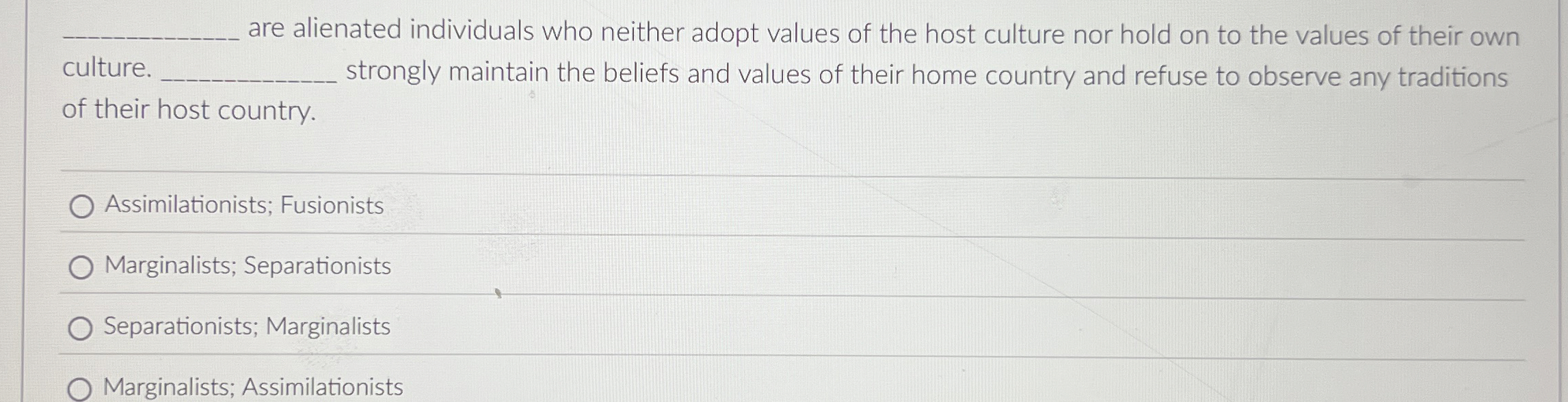 Solved q, ﻿are alienated individuals who neither adopt | Chegg.com