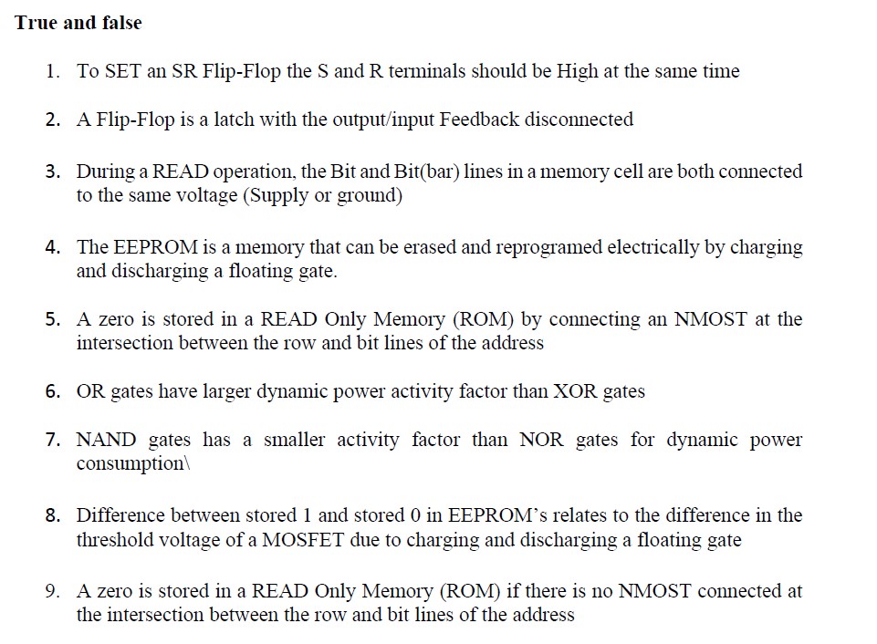 Solved The output of the column address NOR decoder is | Chegg.com
