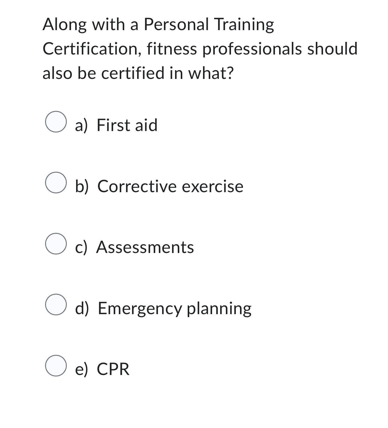 Solved Along with a Personal Training Certification, fitness | Chegg.com