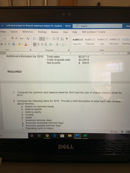Solved Individual Project On Financial Statement Analysis Chegg solved-individual-project-on-financial-statement-analysis-chegg