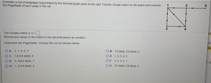 Solved Consider a set of webpages hyperlinked by the | Chegg.com