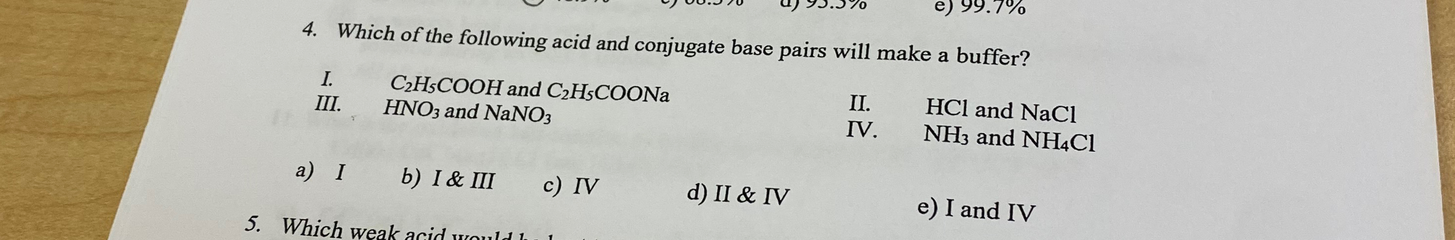 Solved Which of the following acid and conjugate base pairs | Chegg.com
