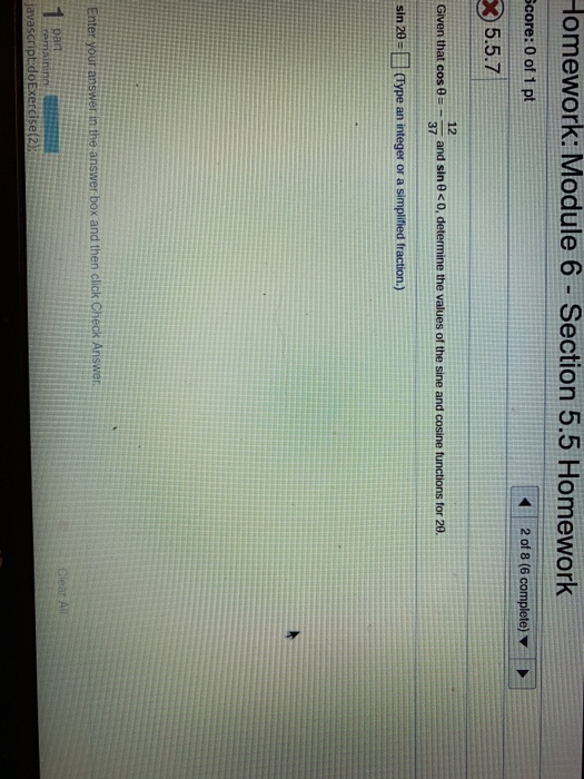Solved Homework Module 6 Section 5 5 Homework Score 0 Of