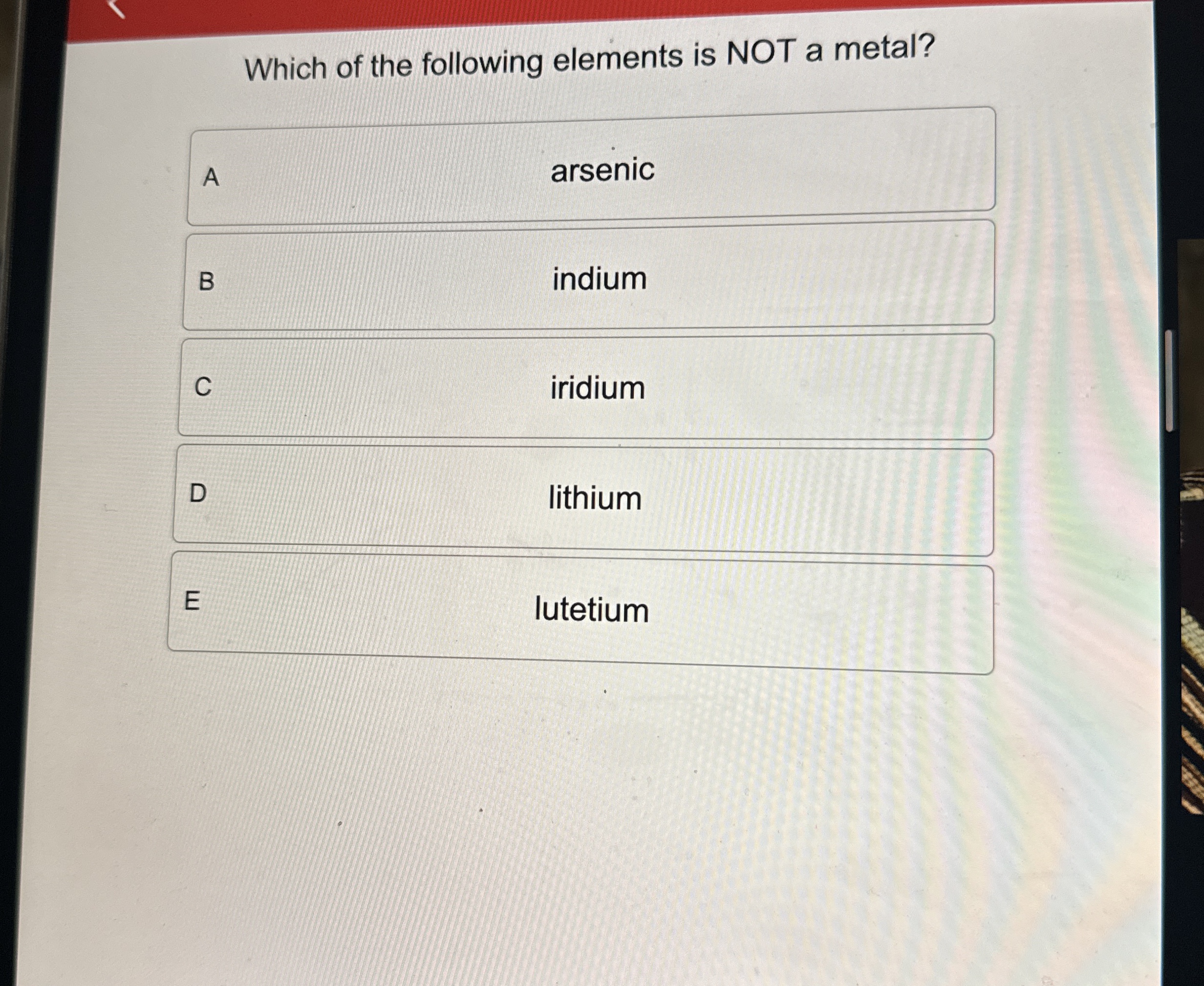 Solved Which of the following elements is NOT a metal?A | Chegg.com
