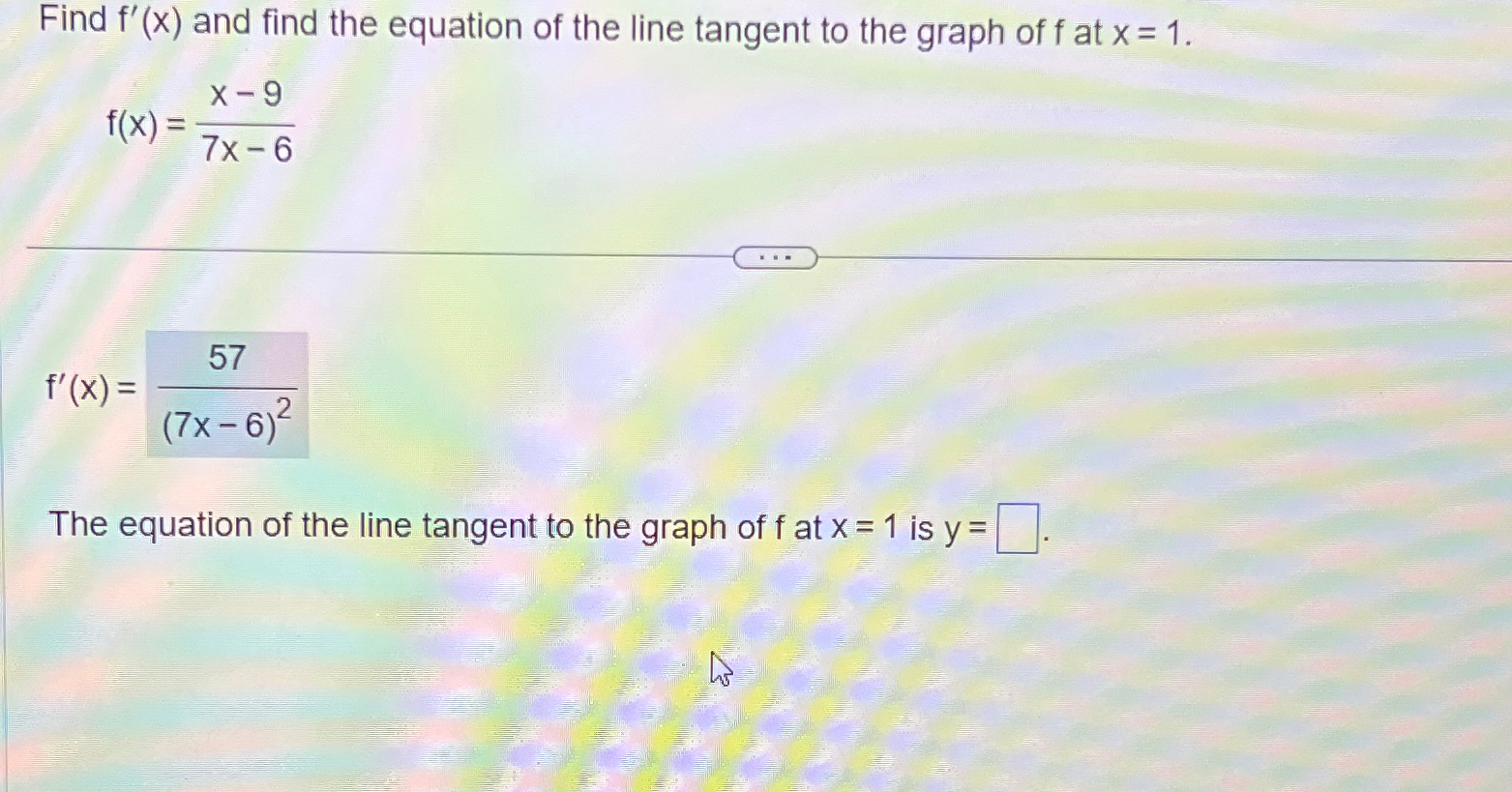 Solved Find f'(x) ﻿and find the equation of the line tangent | Chegg.com