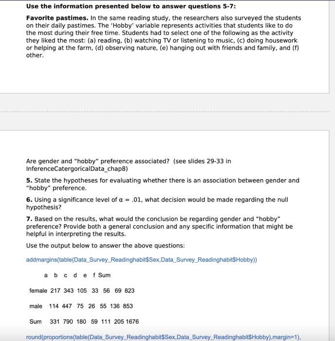 Solved Use the information presented below to answer | Chegg.com