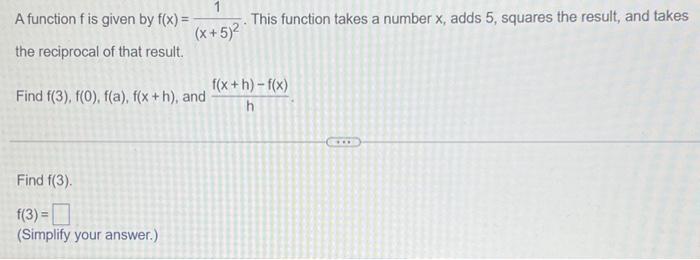 Solved A function f is given by f(x)=(x+5)21. This function | Chegg.com