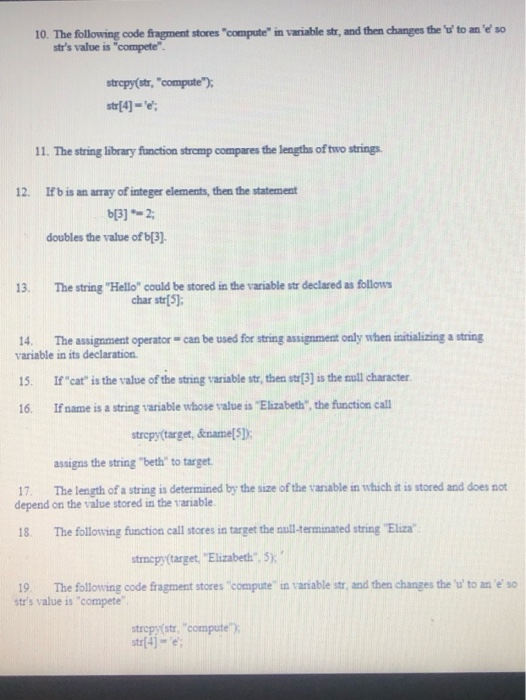 Solved 10. The following code fragment stores "compute" in | Chegg.com