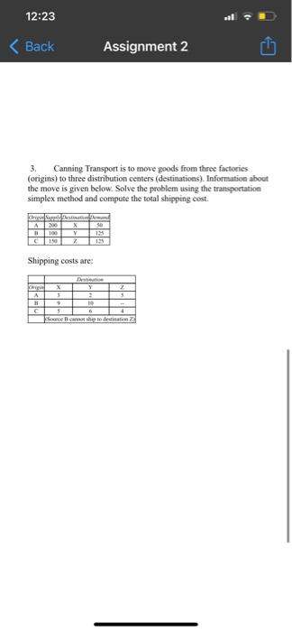 1. Develop the transportation tableau for this | Chegg.com