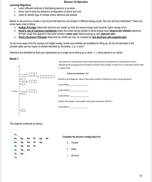 Solved Electron Configuration Learning Objectives Leam | Chegg.com