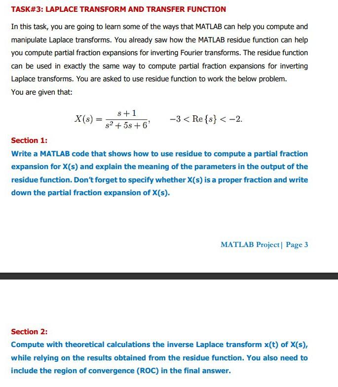 Solved TASK#3: LAPLACE TRANSFORM AND TRANSFER FUNCTION In | Chegg.com