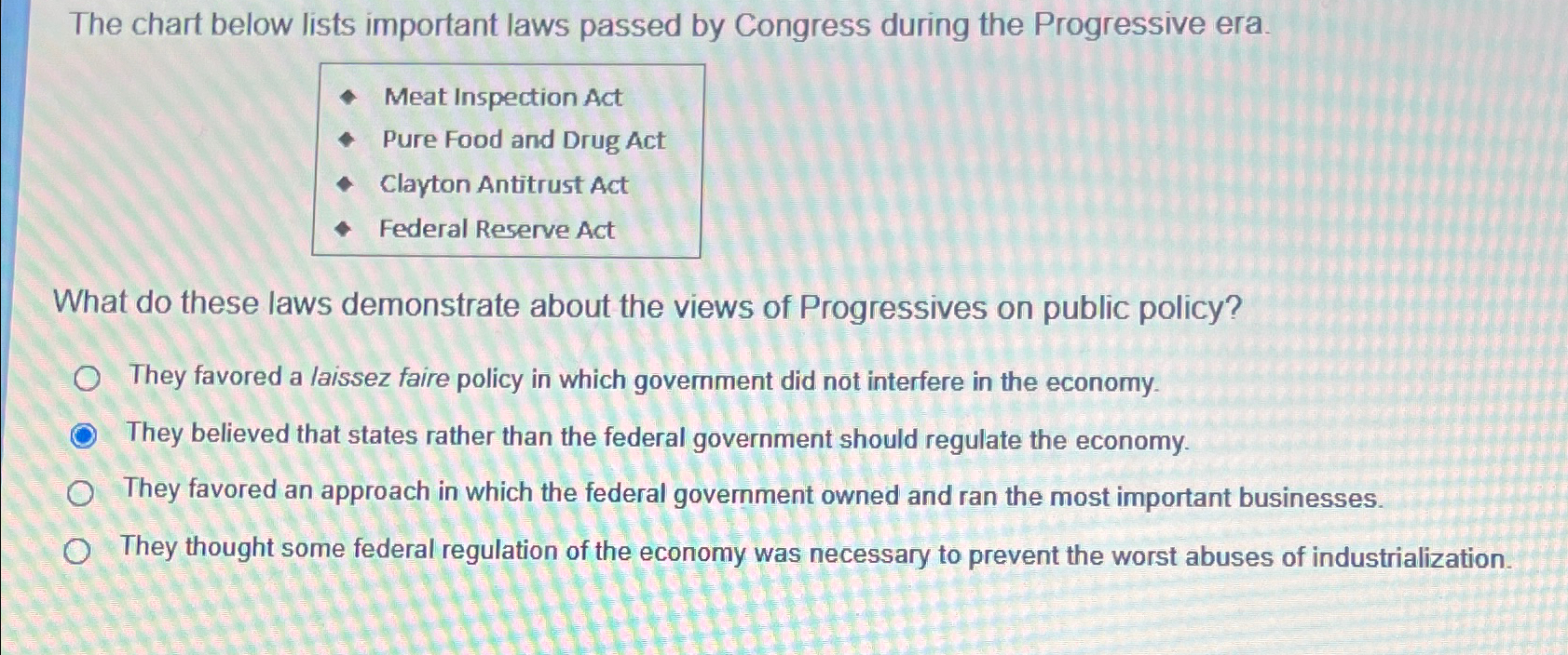 Solved The chart below lists important laws passed by | Chegg.com
