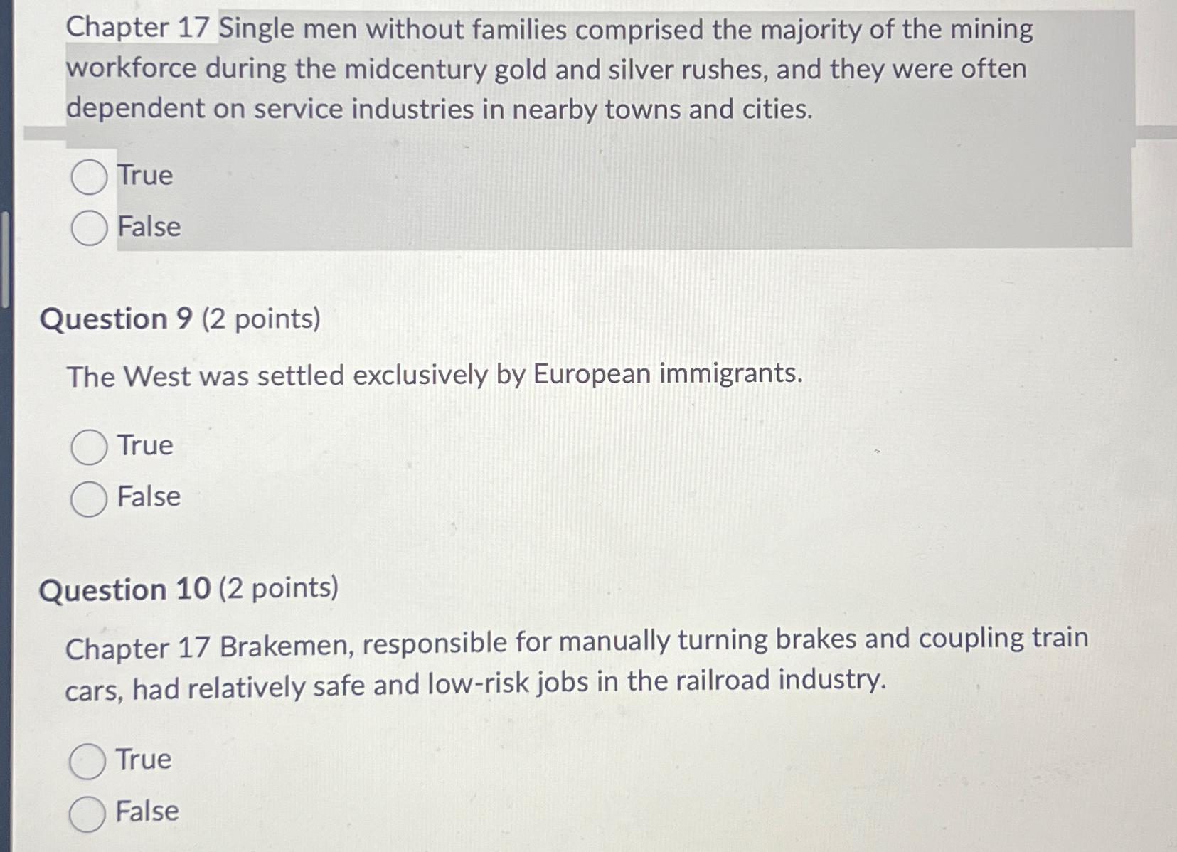 Solved Chapter 17 ﻿Single men without families comprised the | Chegg.com
