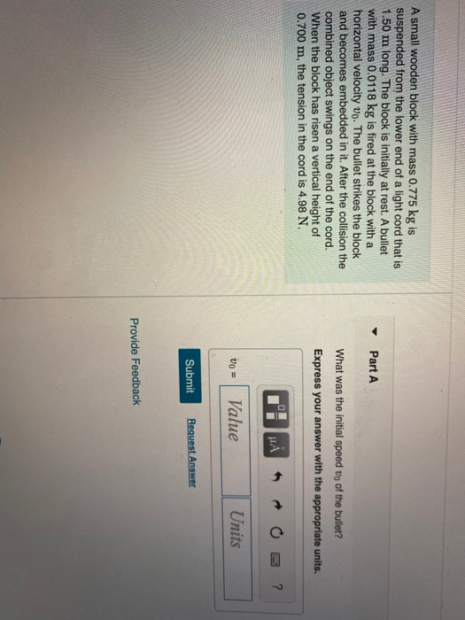 Solved a small wooden block with mass 0.775 kg is suspended | Chegg.com