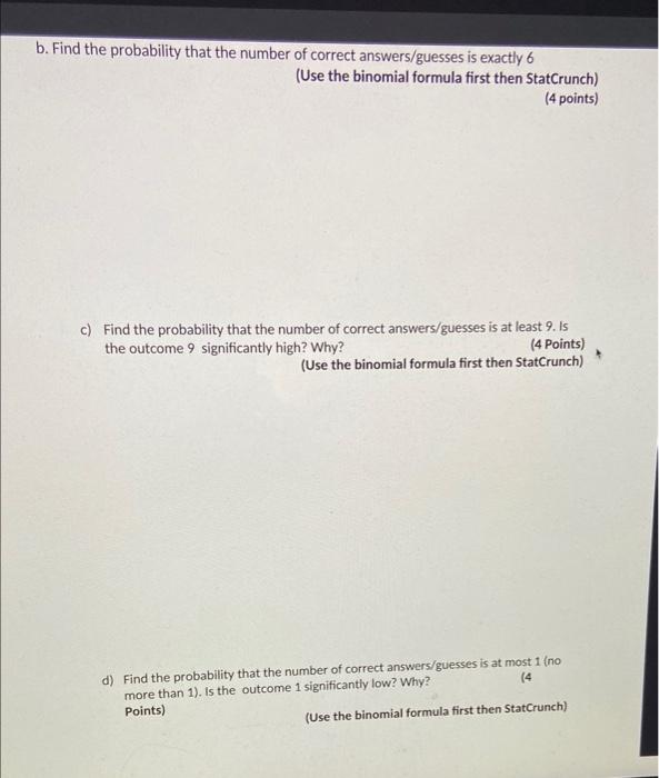 Solved 2. Assume that random guesses are made for ten | Chegg.com