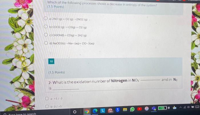 Solved Which of the following processes shows a decrease in | Chegg.com