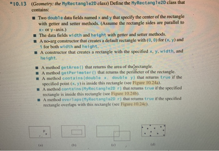 Solved 1013 Geometry The Myrectangle2d Class Define The