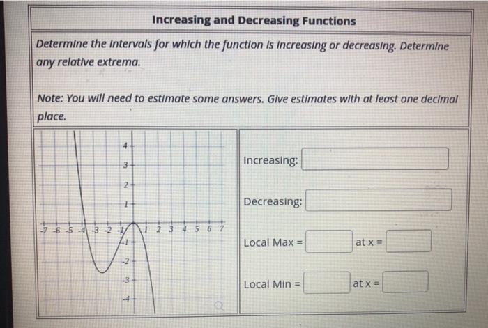 Solved Increasing and Decreasing Functions Determine the | Chegg.com