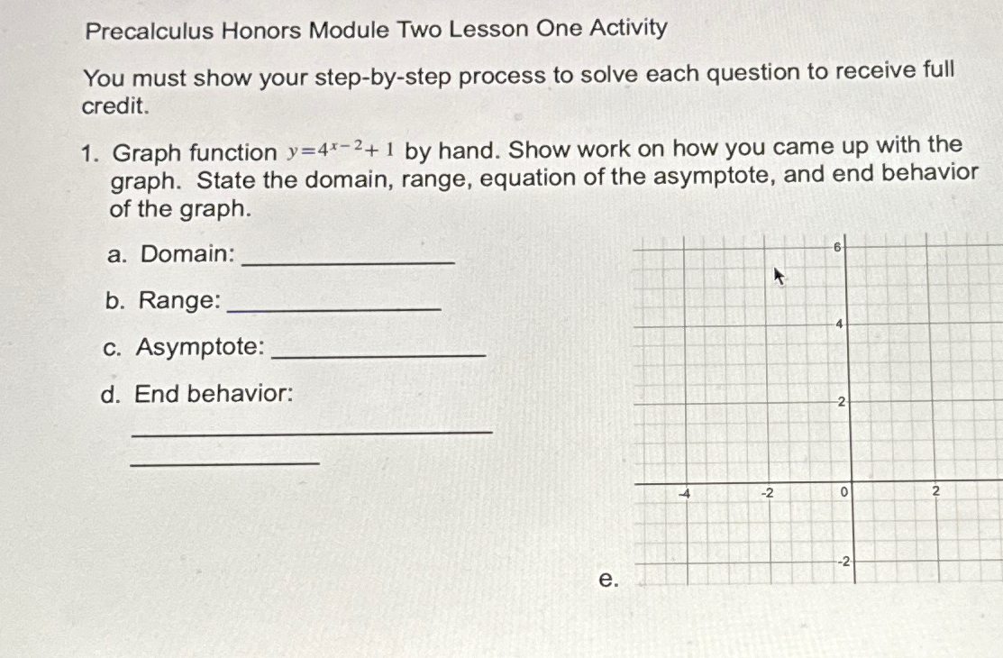Solved Precalculus Honors Module Two Lesson One ActivityYou | Chegg.com