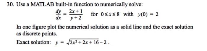 Solved 0. Use a MATLAB built-in function to numerically | Chegg.com