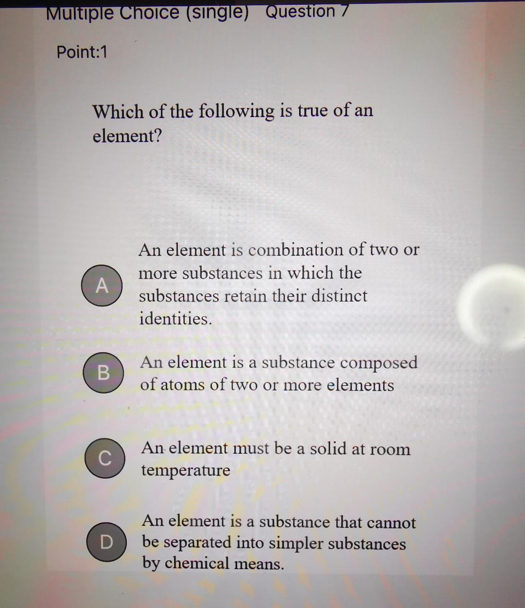 Solved Multiple Choice (single) Question 6 Point: 1 Which of | Chegg.com