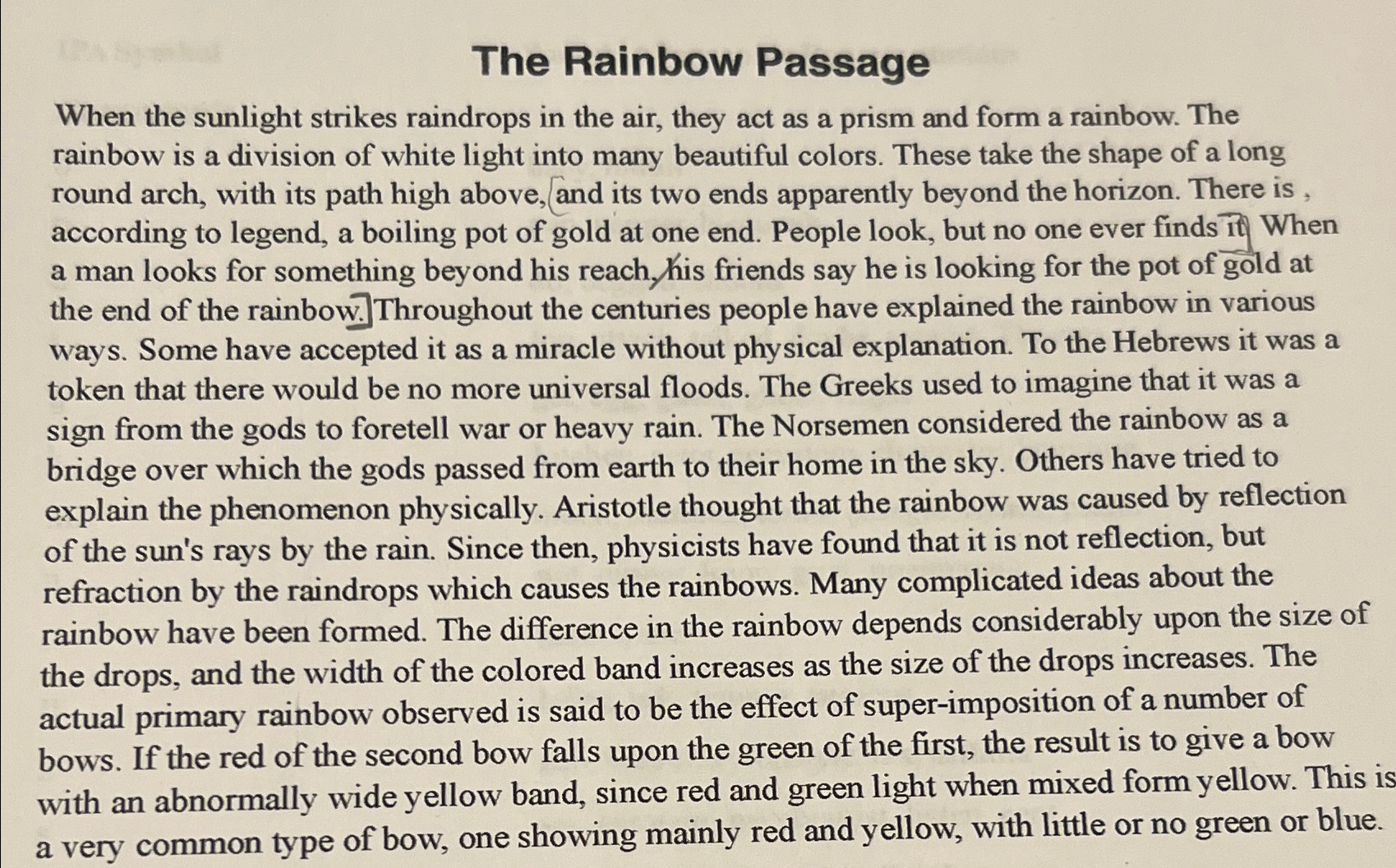 Transceibe the following passage The Rainbow | Chegg.com