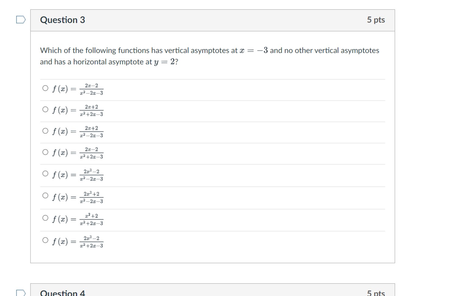 Solved Question 3Which of the following functions has | Chegg.com